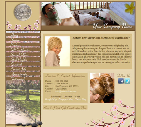 Community Garden Tan Website Design Template for Nail Salons, Spas ...
