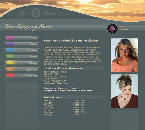 Chakra Teal Website Design Template for Hair Salons and Hairstylists ...