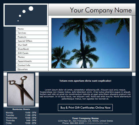 Professional Blue Website Design Template for Hair Salons and ...