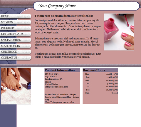 Textured Lively Blues Website Design Template for Nail Salons and Spas ...